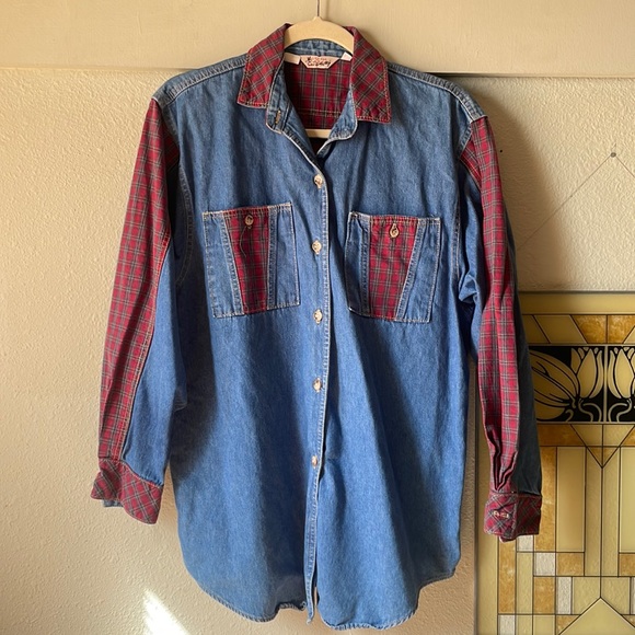 Vintage | Tops | Vintage Colorblock Long Sleeve Button Down Top By ...